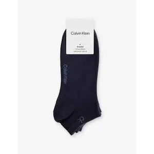 Calvin Klein Logo Stretch-cotton Trainer Socks Pack Of Three - White