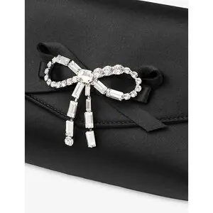 JIMMY CHOO Satin Clutch Bag With Bow Detail - Black/silver