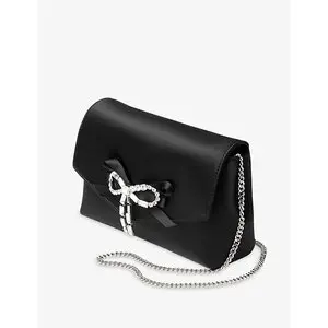 JIMMY CHOO Satin Clutch Bag With Bow Detail - Black/silver