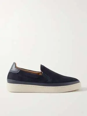 Mulo Leather-trimmed Suede Slip-on Sneakers