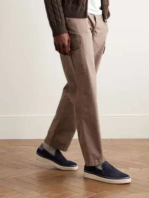 Mulo Leather-trimmed Suede Slip-on Sneakers
