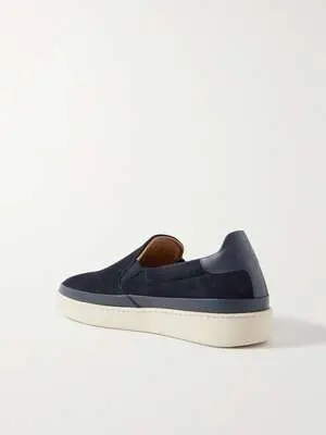 Mulo Leather-trimmed Suede Slip-on Sneakers