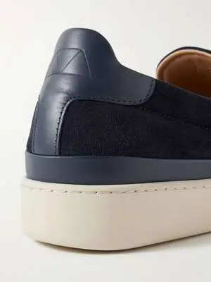 Mulo Leather-trimmed Suede Slip-on Sneakers