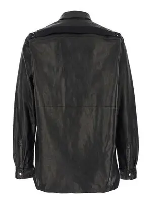 Rick Owens Leather Jacket With Classic Collar