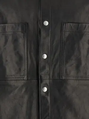 Rick Owens Leather Jacket With Classic Collar
