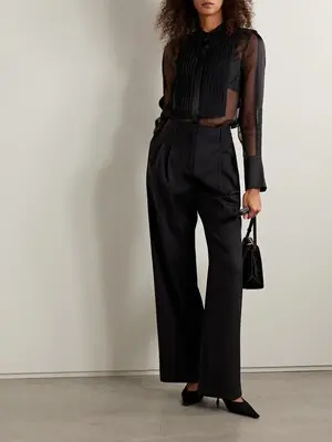 TWP Peyton Pintucked Silk-organza And Satin Blouse