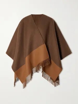 Gucci Fringed Wool And Cashmere-blend Poncho - Brown