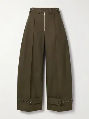 Christopher John Rogers Cotton-twill Wide-leg Pants - Brown