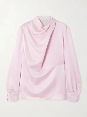 Gabriela Hearst Marcela Draped Hammered-silk Blouse - Pink