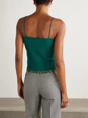 BODE Fringed Bead-embellished Wool And Cashmere-blend Tank - Green