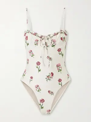 Agua Bendita Bano Floral-print Recycled Swimsuit - White