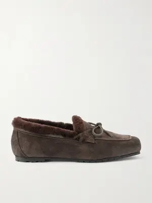 AeydĒ Jasper Shearling-lined Suede Loafers - Brown