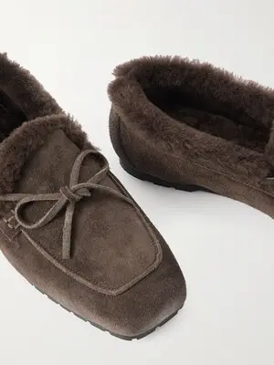 AeydĒ Jasper Shearling-lined Suede Loafers - Brown