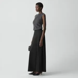 Theory A-line Maxi Skirt In Double Satin - Black