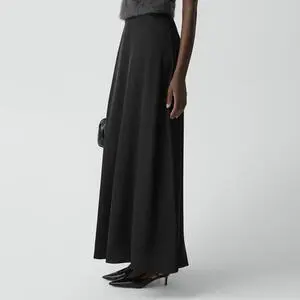Theory A-line Maxi Skirt In Double Satin - Black