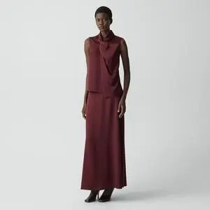 Theory A-line Maxi Skirt In Double Satin - Dark Wine