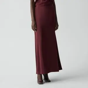 Theory A-line Maxi Skirt In Double Satin - Dark Wine