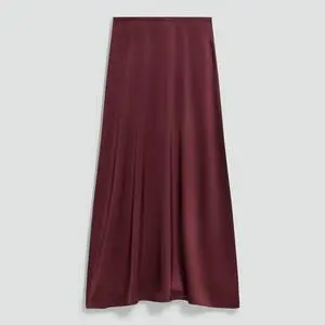 Theory A-line Maxi Skirt In Double Satin - Dark Wine