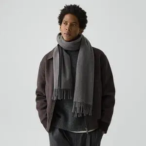 Theory Scarf In Plush Cashmere - Grey Melange