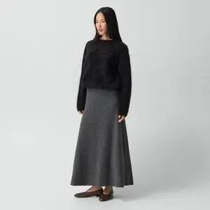 Theory Knit Pull-on Astor Wool Skirt - Charcoal