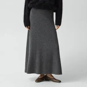 Theory Knit Pull-on Astor Wool Skirt - Charcoal
