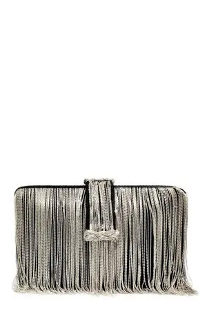 SIMITRI Fringed Clutch With Metal Chain - Black/silver