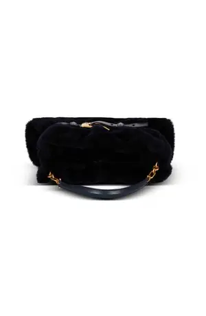 Balmain Medium Anthem Bag In Shearling - Navy
