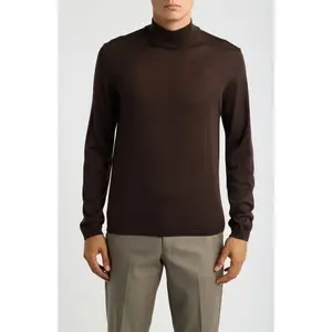 JACK VICTOR Mock Neck Wool And Silk Sweater - Brown