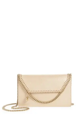 Stella McCartney Falabella Shiny Dot Faux Leather Wallet On A Chain - Gold