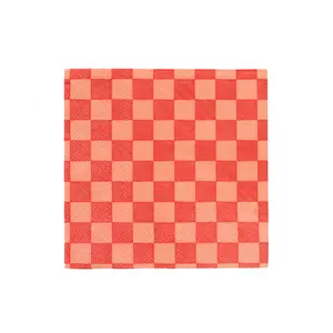 JOLLITY & CO Checkered Cocktail Napkins - Cherry Crush