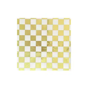 JOLLITY & CO Checkered Cocktail Napkins Gold Clash