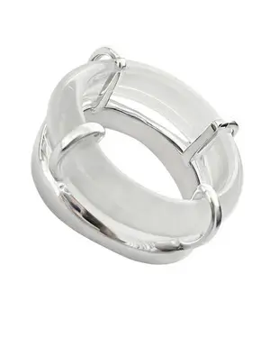 SEREE Cove Jade Stone Sculpted Ring - White