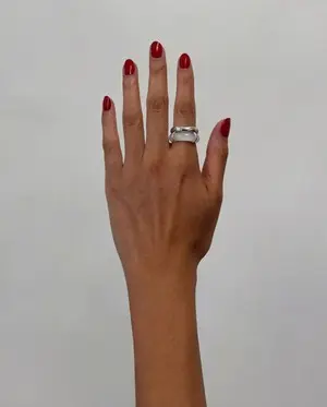 SEREE Cove Jade Stone Sculpted Ring - White