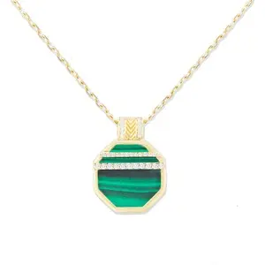 CAMPBELL + CHARLOTTE Spark Octagon Malachite And Diamond Pendant Necklace - Malachite & Diamond-gold