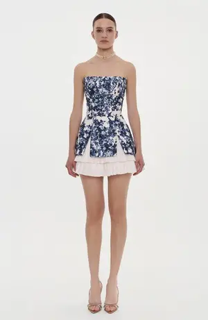 MILLA Strapless Corset Mini Dress With Lace-up Back