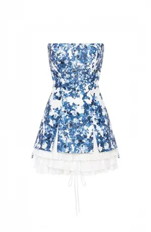 MILLA Strapless Corset Mini Dress With Lace-up Back