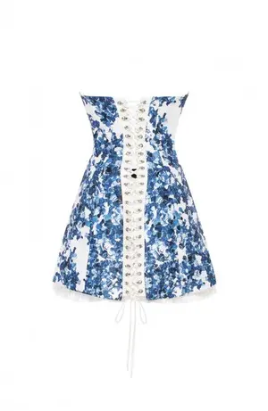 MILLA Strapless Corset Mini Dress With Lace-up Back