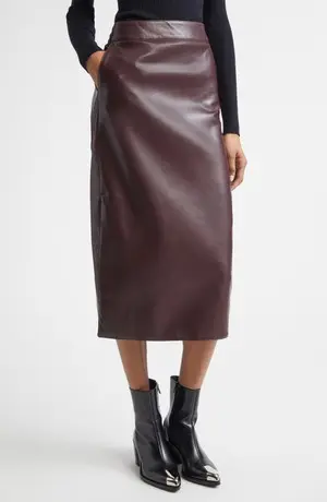 Rabanne Faux Leather Beaded Layered Skirt - Brown Plum