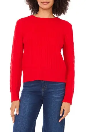 CECE DUPRAZ Cable Stitch Sweater - Bright Cherry