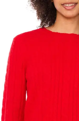CECE DUPRAZ Cable Stitch Crewneck Sweater - Bright Cherry