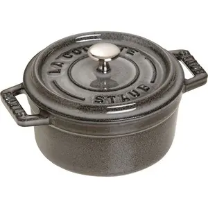 STAUB Enameled Cast Iron 0.25-quart Mini Cocotte - Graphite Grey