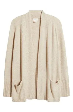 Caslon Open Front Cardigan - Tan Doeskin Heather