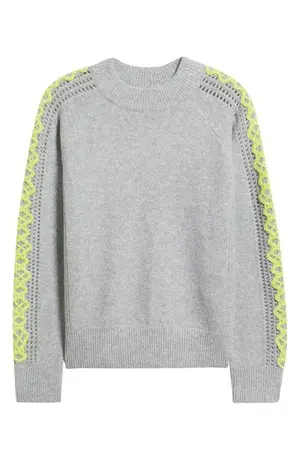 CITY BLUES Embroidered Sleeve Mock Neck Sweater
