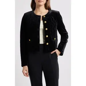 TAHARI ASL Quilted Velvet Crop Jacket