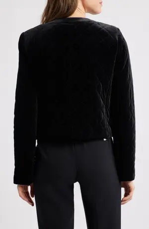 TAHARI ASL Quilted Velvet Crop Jacket