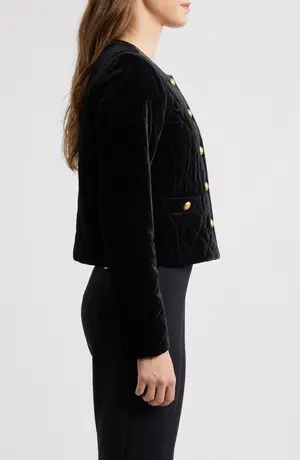 TAHARI ASL Quilted Velvet Crop Jacket