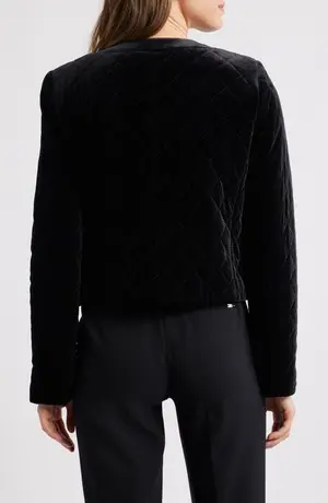 TAHARI ASL Quilted Velvet Crop Jacket