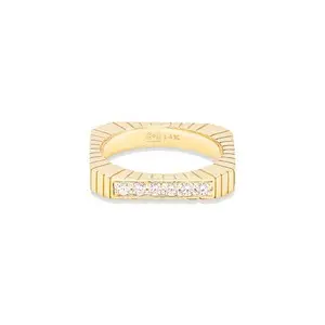 CAMPBELL + CHARLOTTE Spark Etched Stacking Band Ring - Diamond-gold