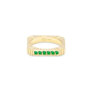 CAMPBELL + CHARLOTTE Spark Etched Stacking Band Ring - Emerald-gold