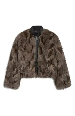 Apparis Lillet Faux Fur Patchwork Bomber Jacket - Cedar Multi